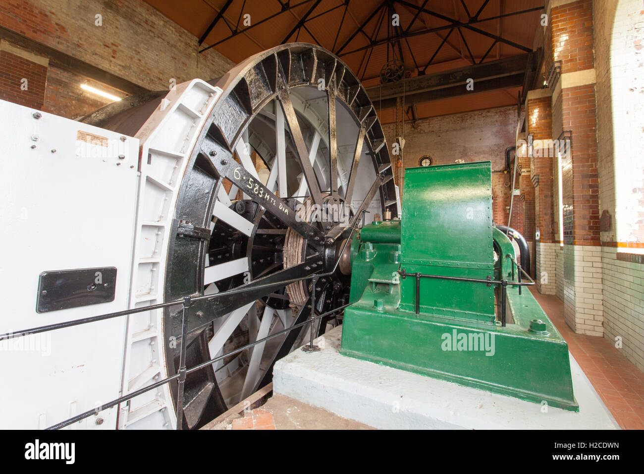 Pleasley Pit is a preserved coal mine winding house in Derbyshire, UK ...