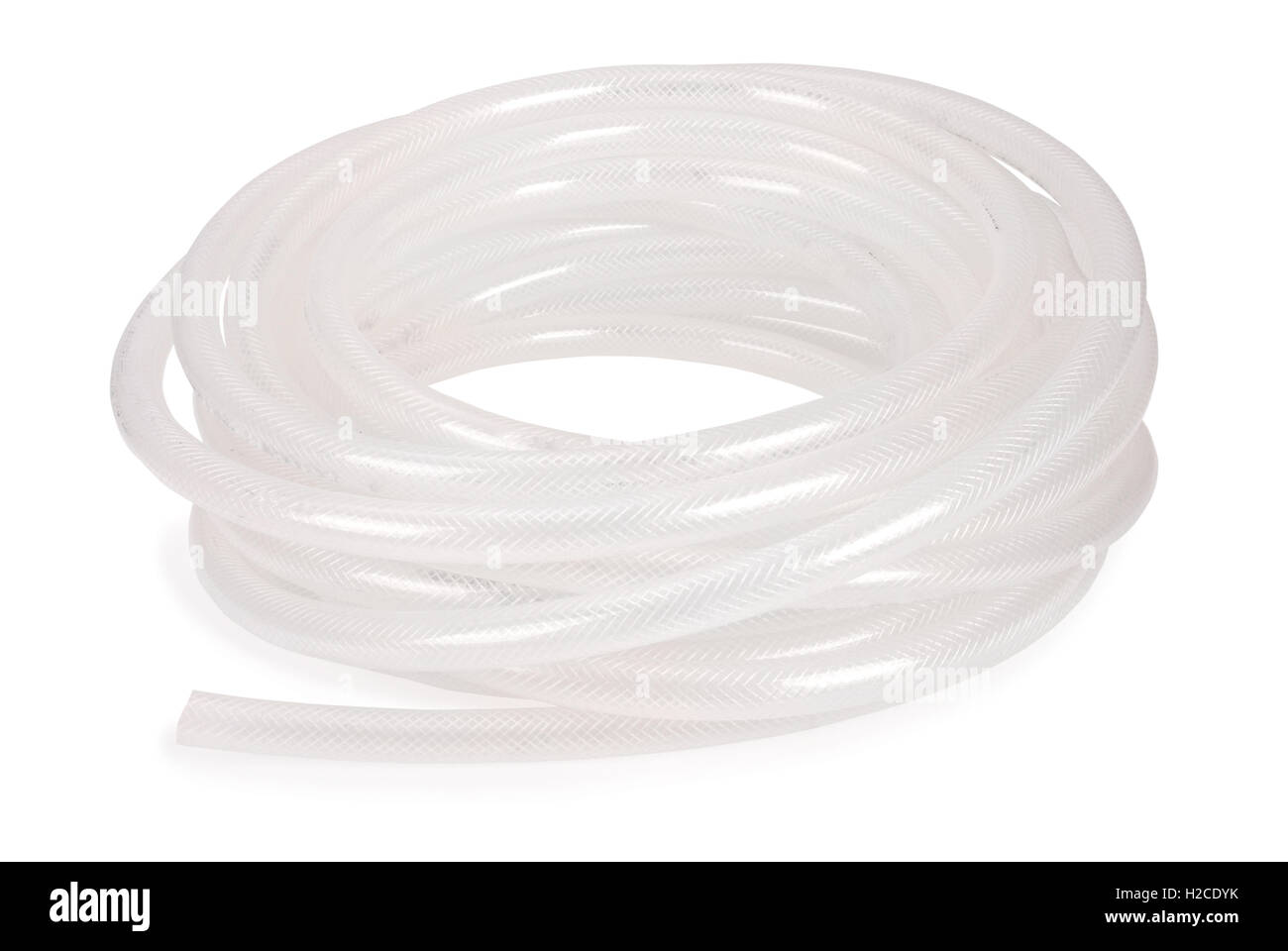 Isolated white garden hose on a white background. Clipping path inside ...