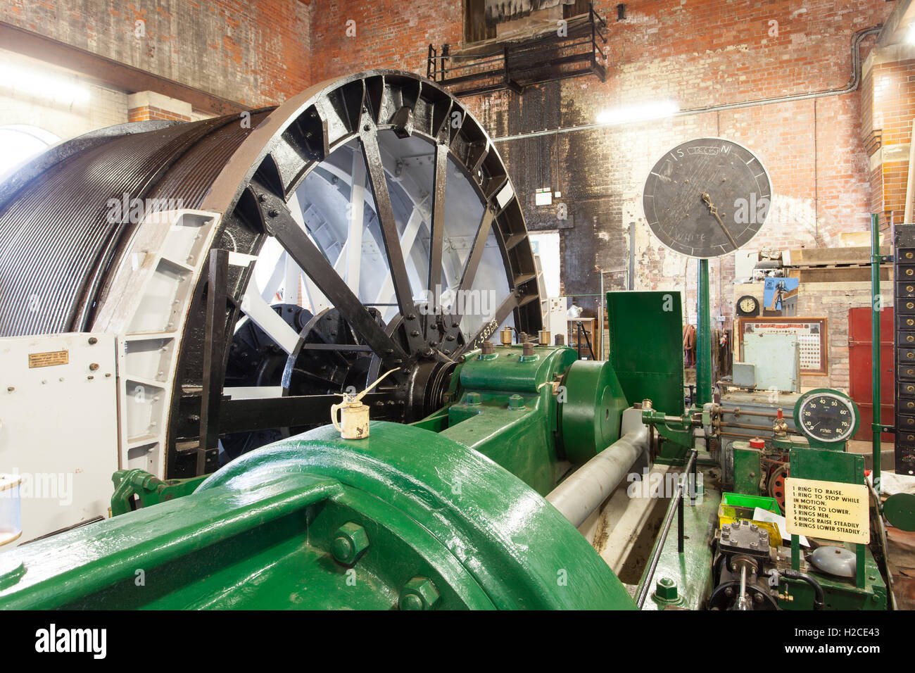 Pleasley Pit is a preserved coal mine winding house in Derbyshire, UK ...