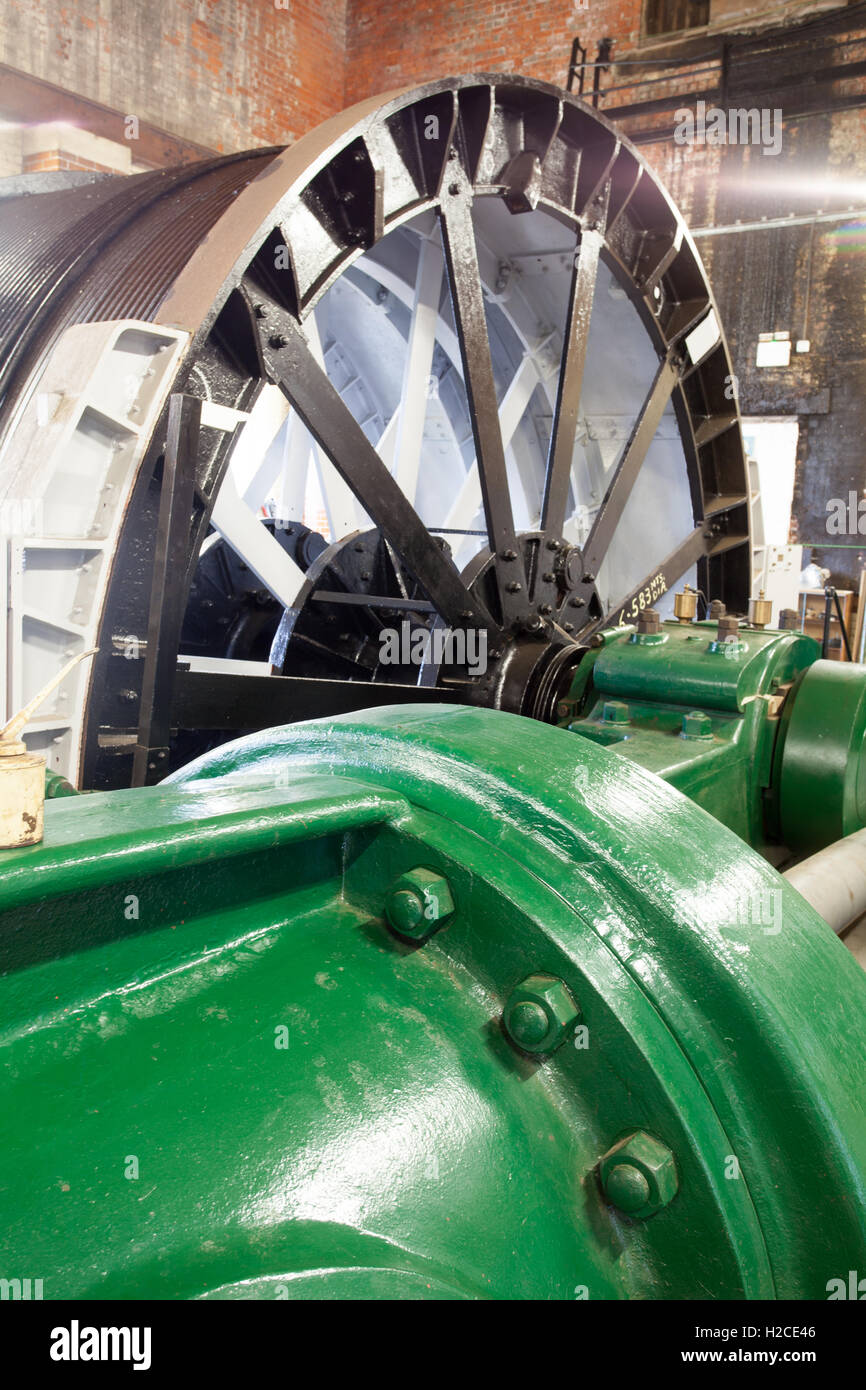 Pleasley Pit is a preserved coal mine winding house in Derbyshire, UK ...