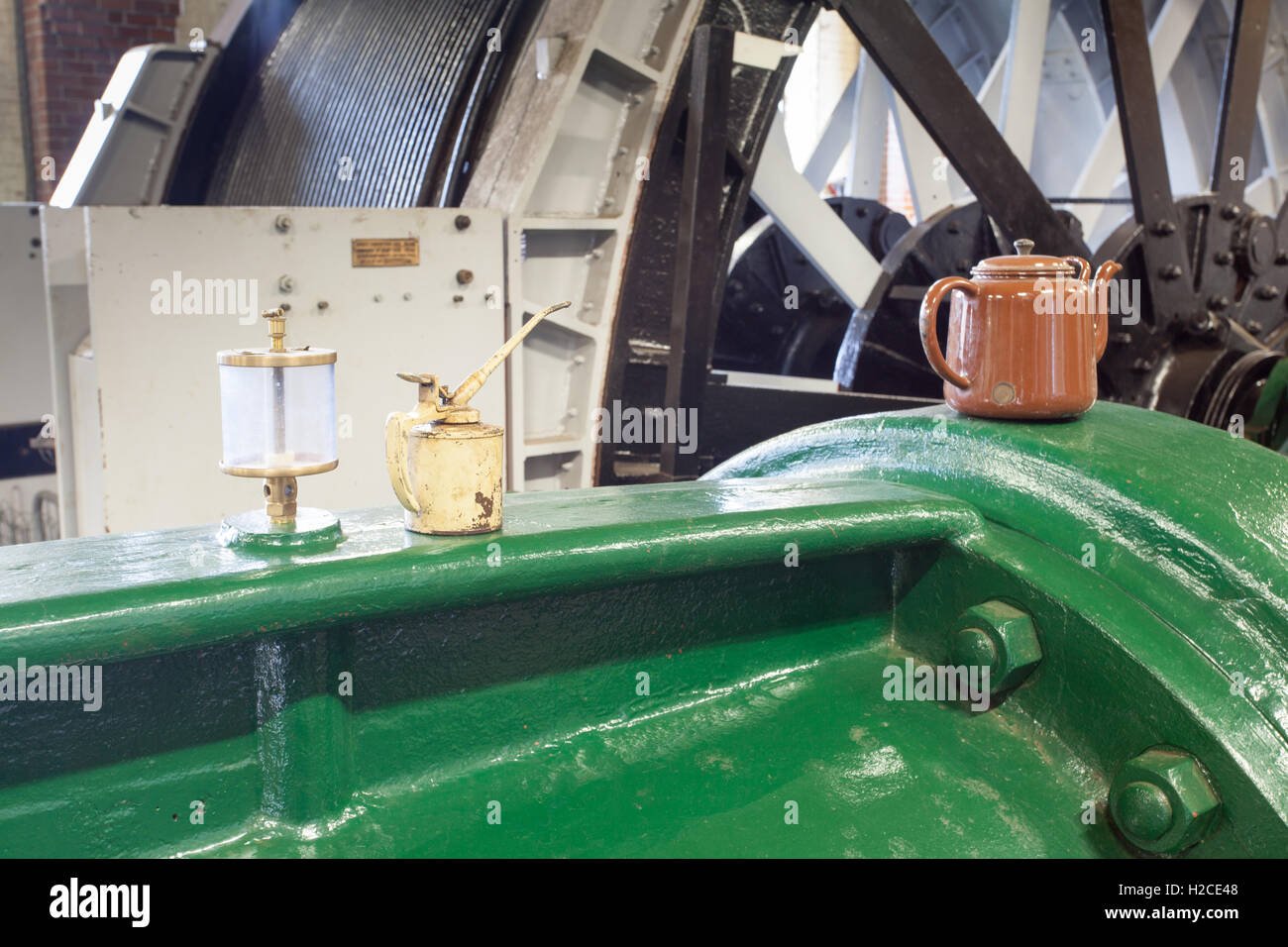 Pleasley Pit is a preserved coal mine winding house in Derbyshire, UK ...