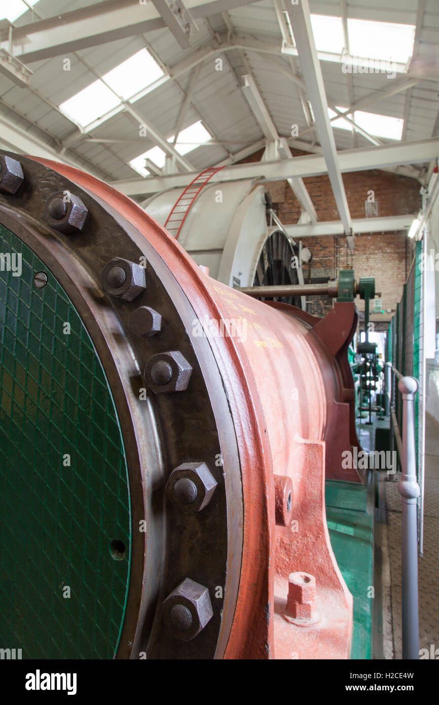 Pleasley Pit is a preserved coal mine winding house in Derbyshire, UK ...