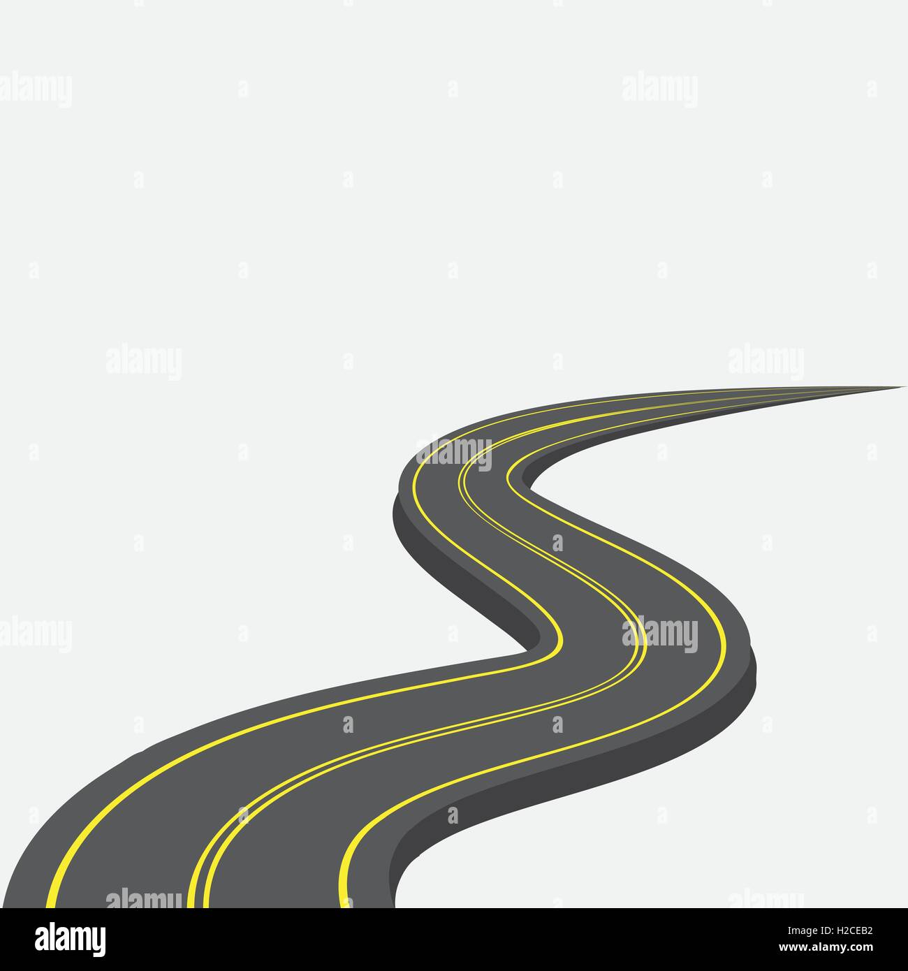 Road with yellow markings receding into the distance. 3d. illustration ...