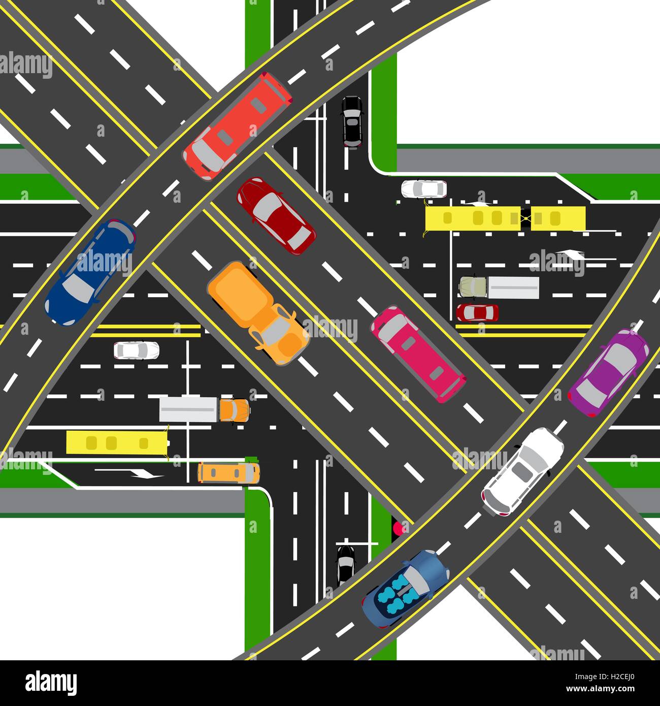 Abstract, multilevel transport hub. The intersections of various roads ...