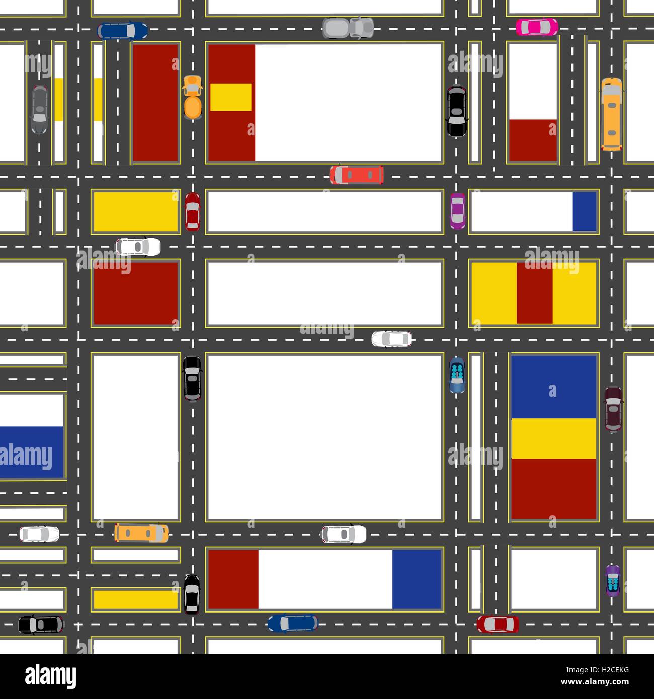 Abstract stylized urban neighborhoods. The movement of vehicles on city ...