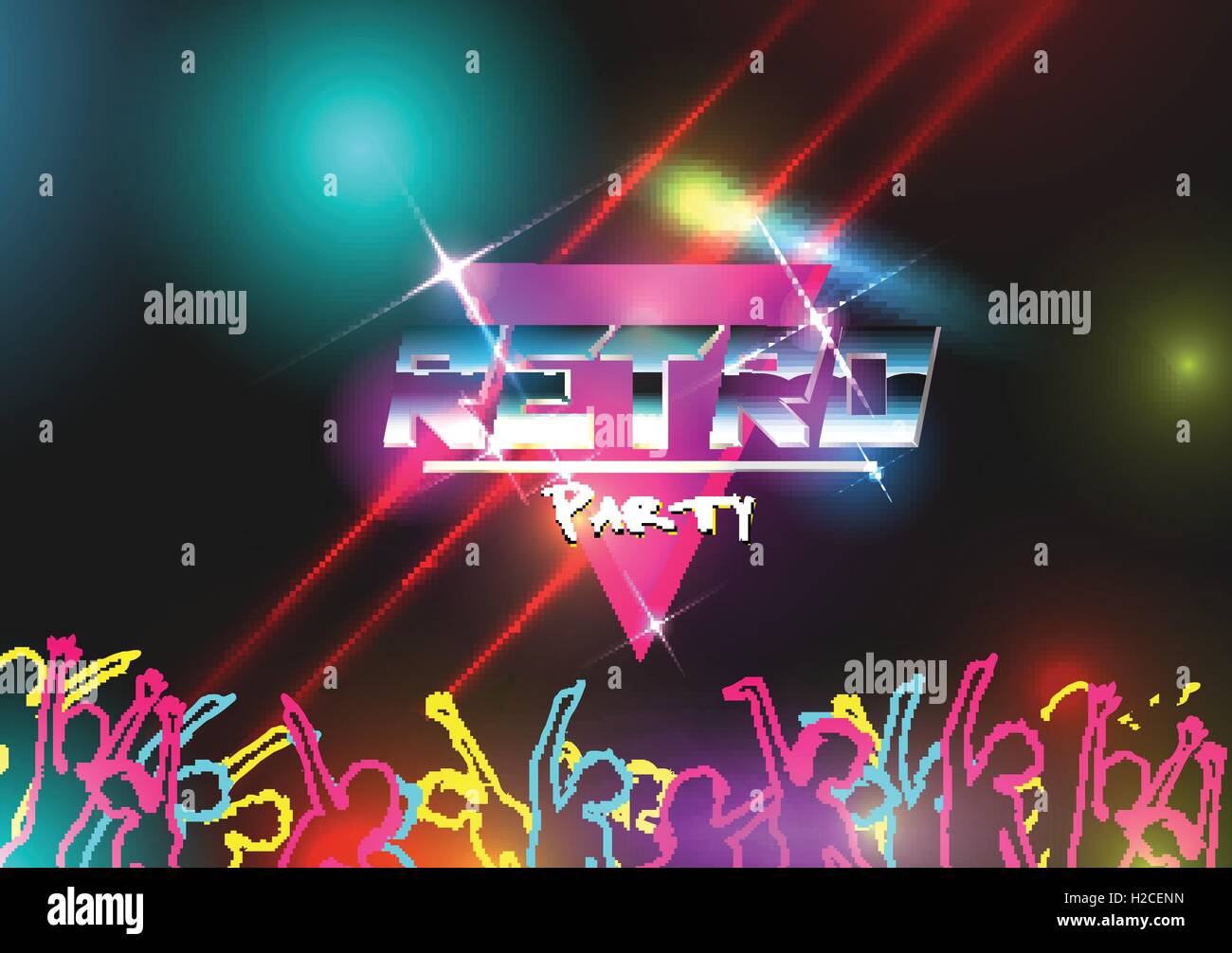 Retro Futurism Neon 80s Disco Poster Stock Vector Image & Art - Alamy