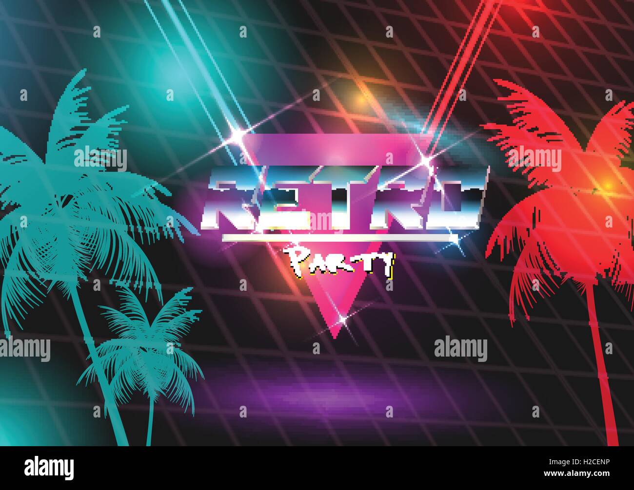 Retro Futurism Neon 80s Disco Poster Stock Vector Image & Art - Alamy