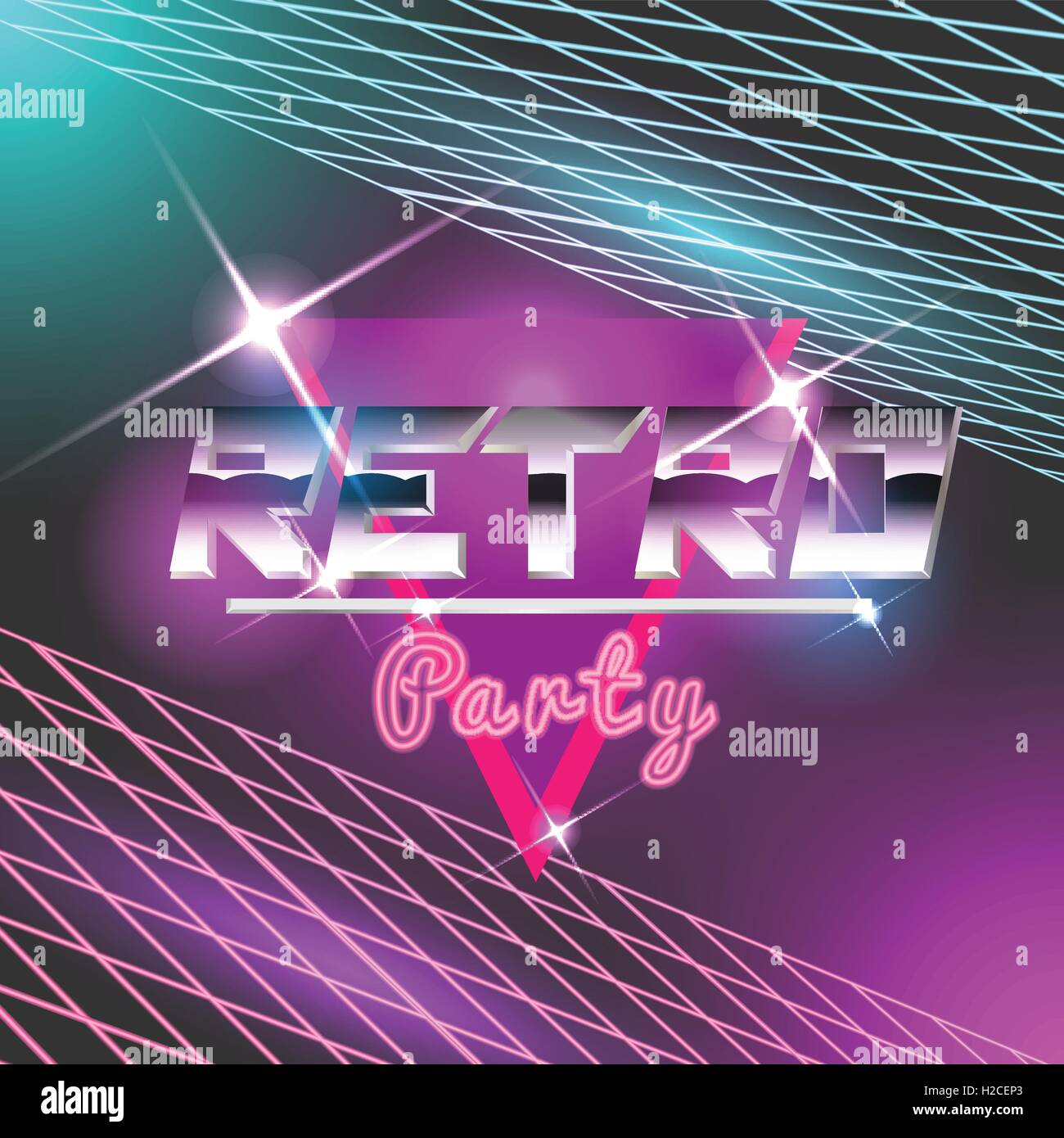 Retro Futurism Neon 80s Disco Poster Stock Vector Image & Art - Alamy