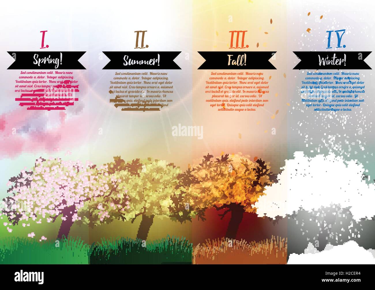 Four Seasons Banners with Abstract Trees Infographic - Vector ...