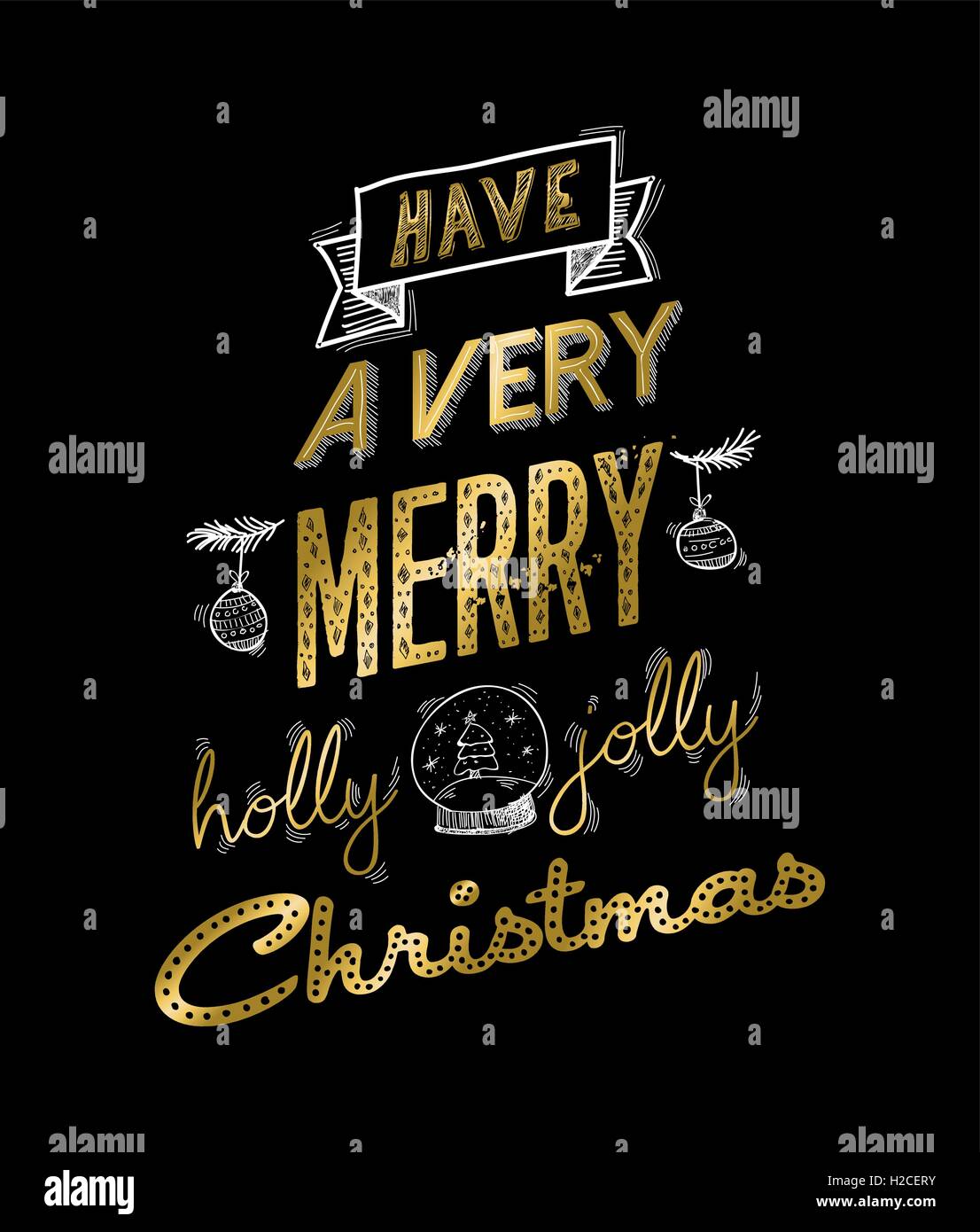 Merry christmas gold lettering handwritten design. Happy xmas text ...