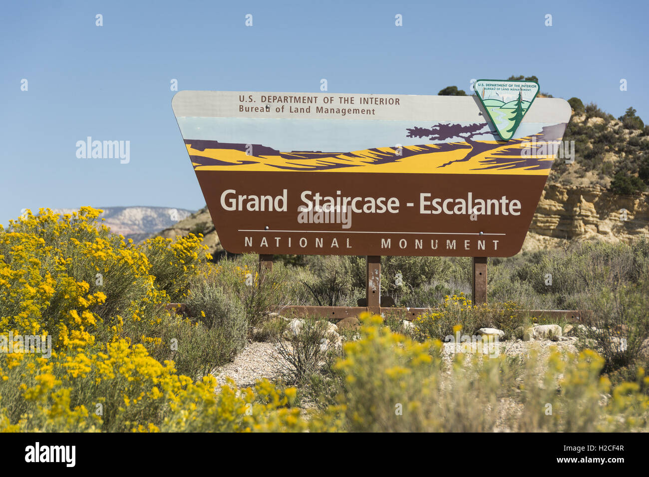 Grand staircase escalante national monument sign hi-res stock ...