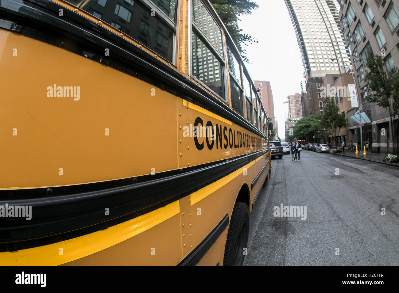 A school bus in the street Stock Photo - Alamy