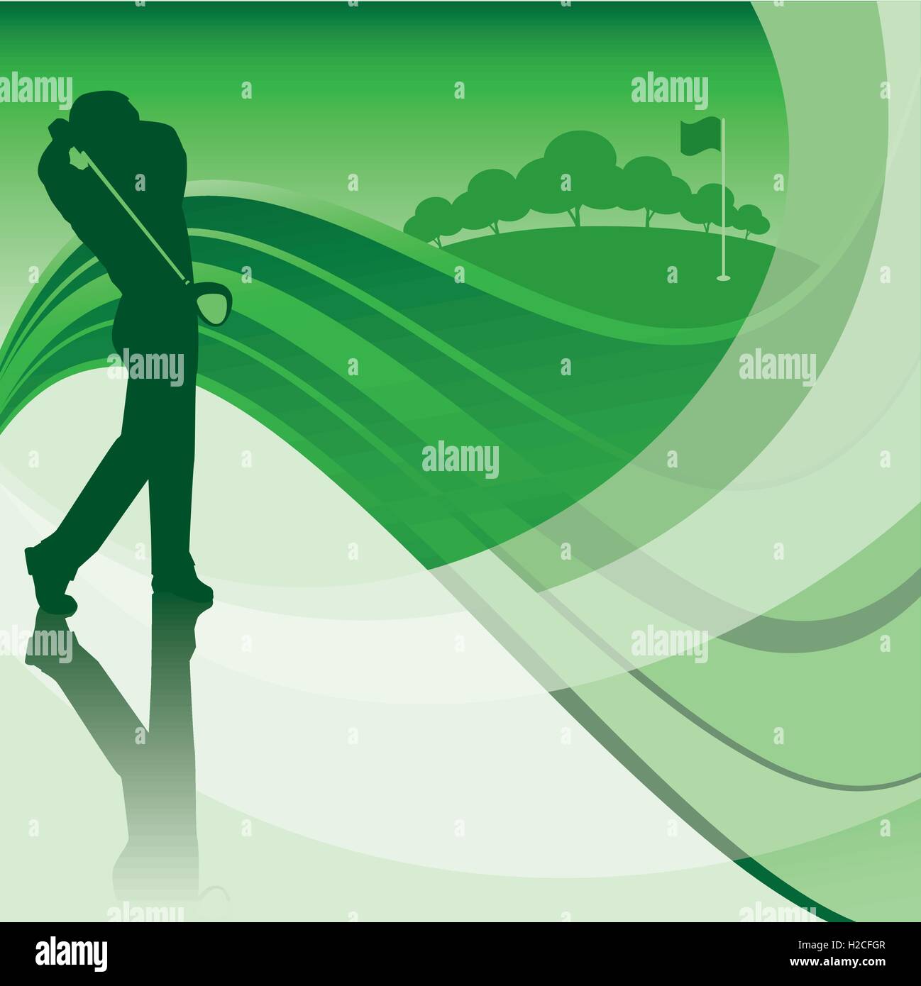 Golfer swing background A golfer teeing off on the golf course Stock ...