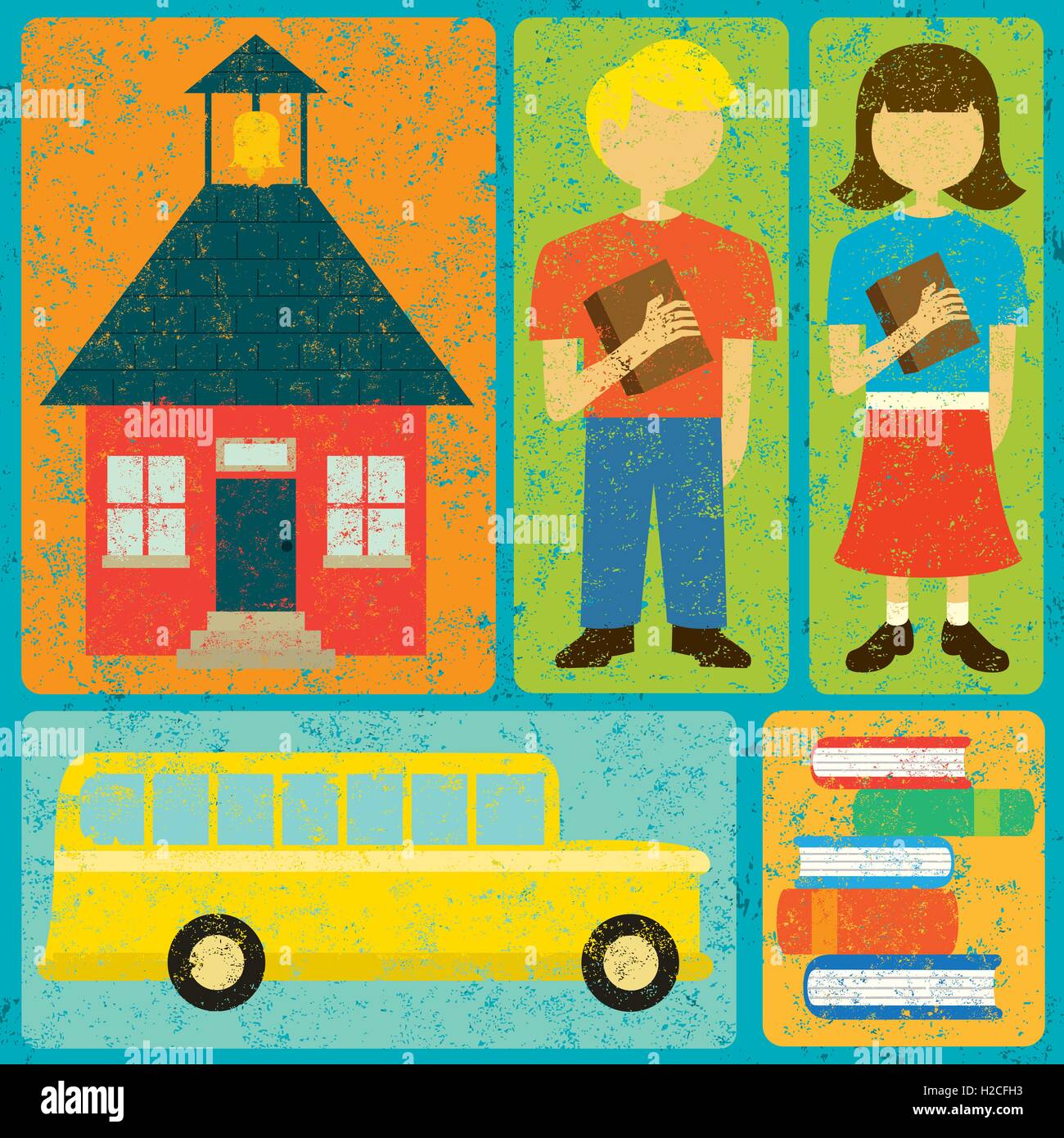 Boy girl elementary school Stock Vector Images - Alamy