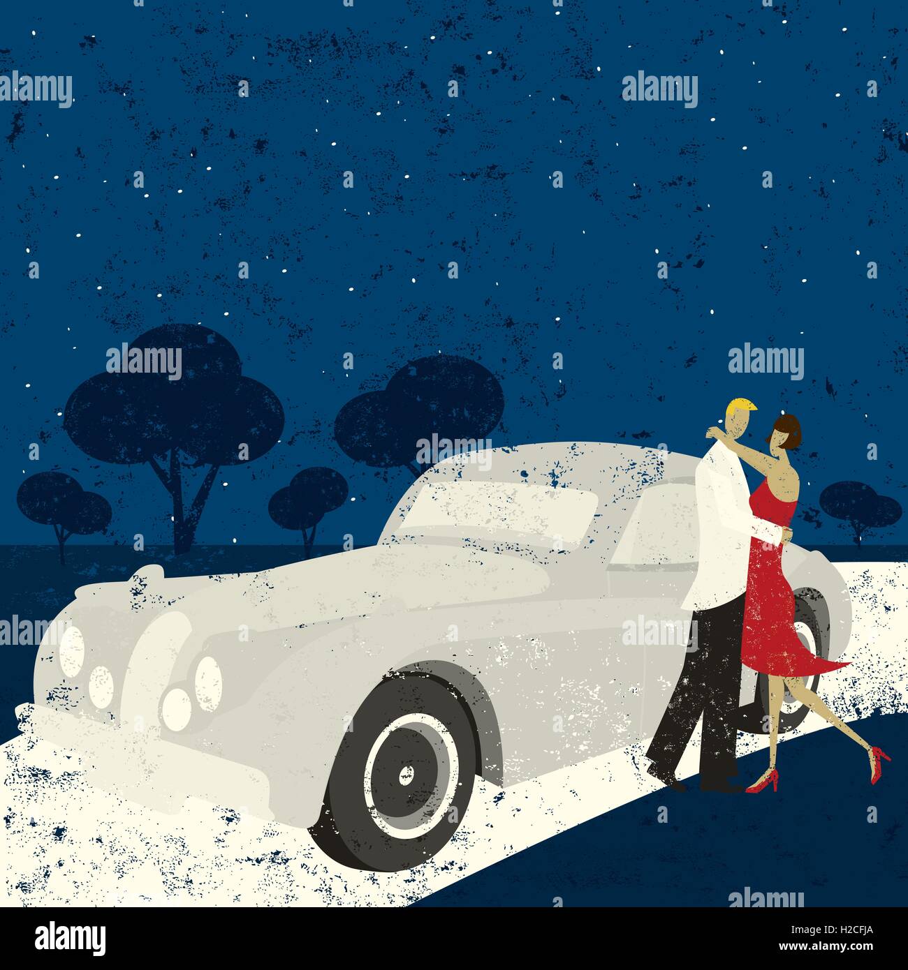 Car under the stars Stock Vector Images - Alamy