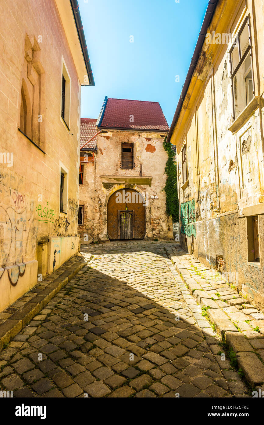 A street with traditional buildings in Bratislava, Slovakia Stock Photo ...