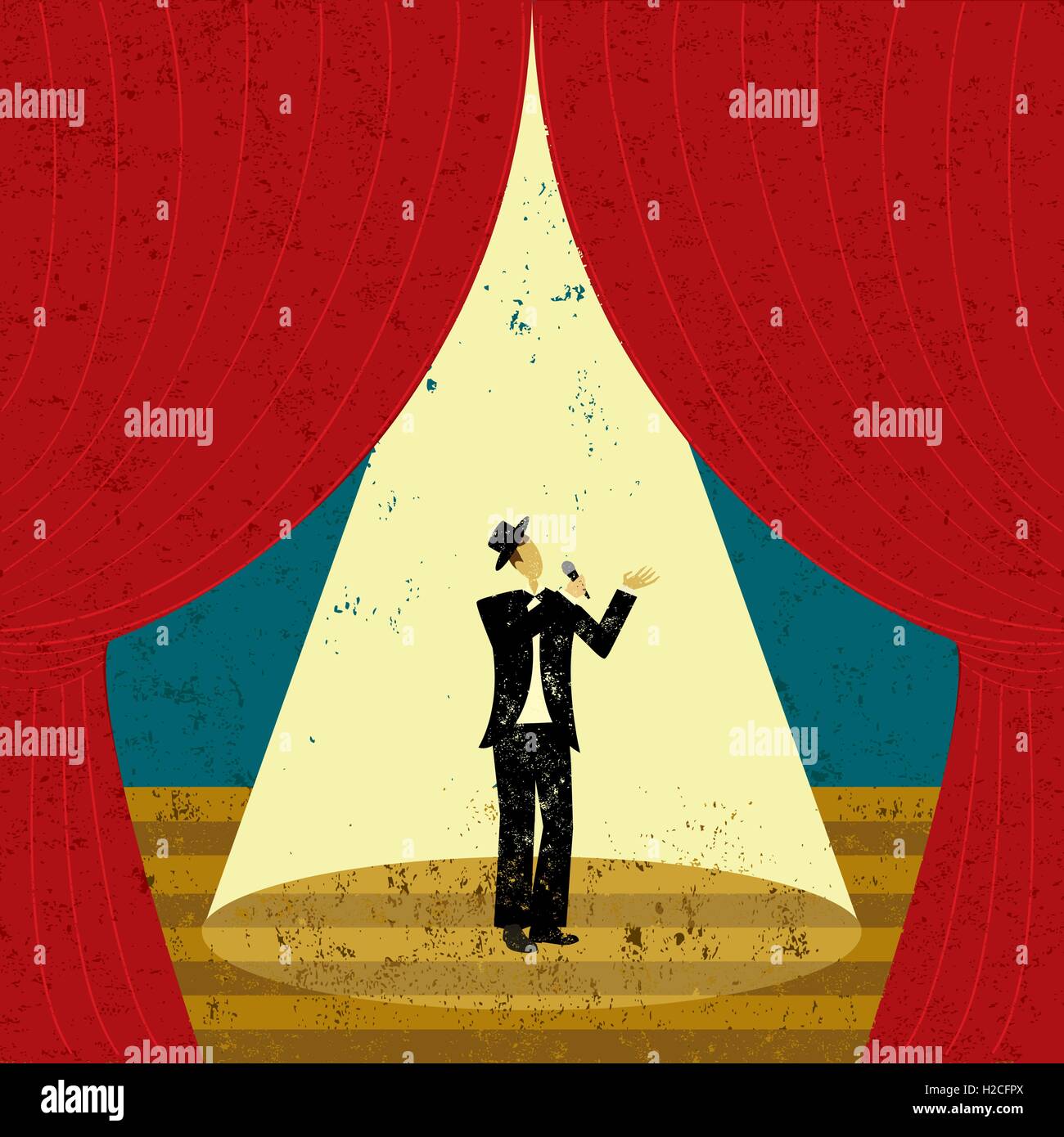 Singer on stage Male singer under a spotlight on stage Stock Vector ...