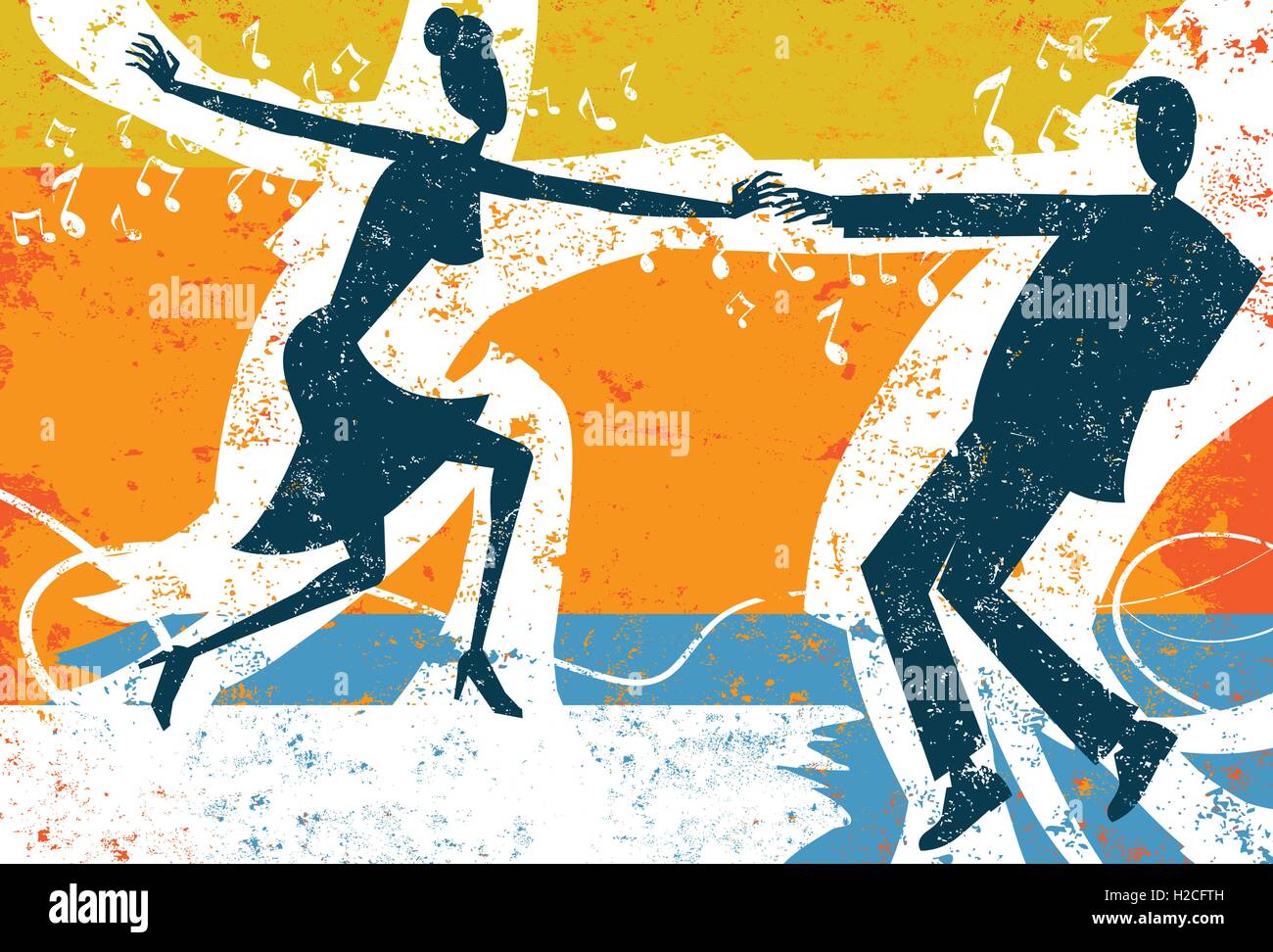 Retro people dancing A retro styled couple dancing over an abstract ...