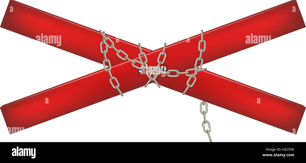 Wooden crossbar in red design connected by chain Stock Vector Image ...