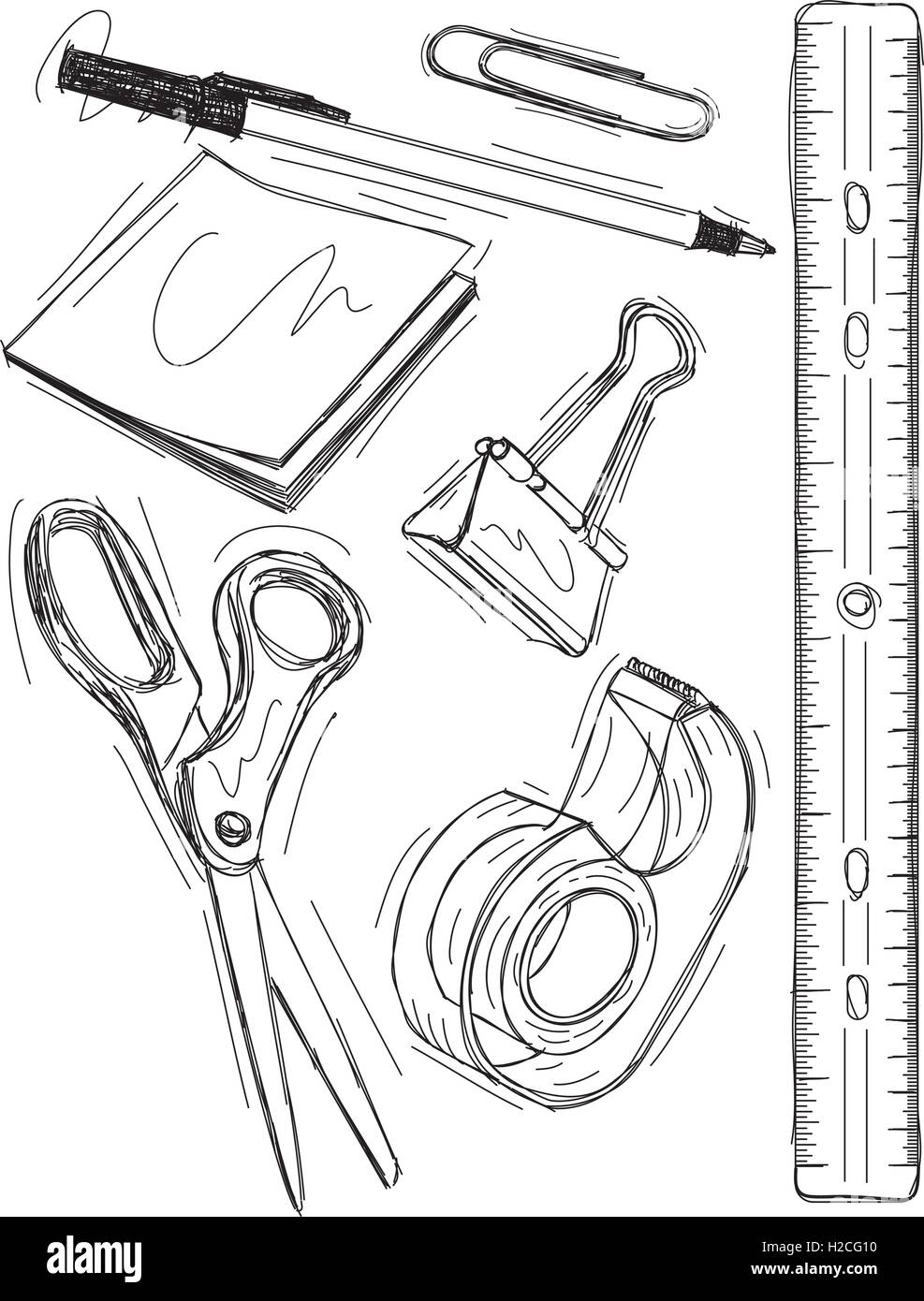 Office office supplies Stock Vector Images - Alamy