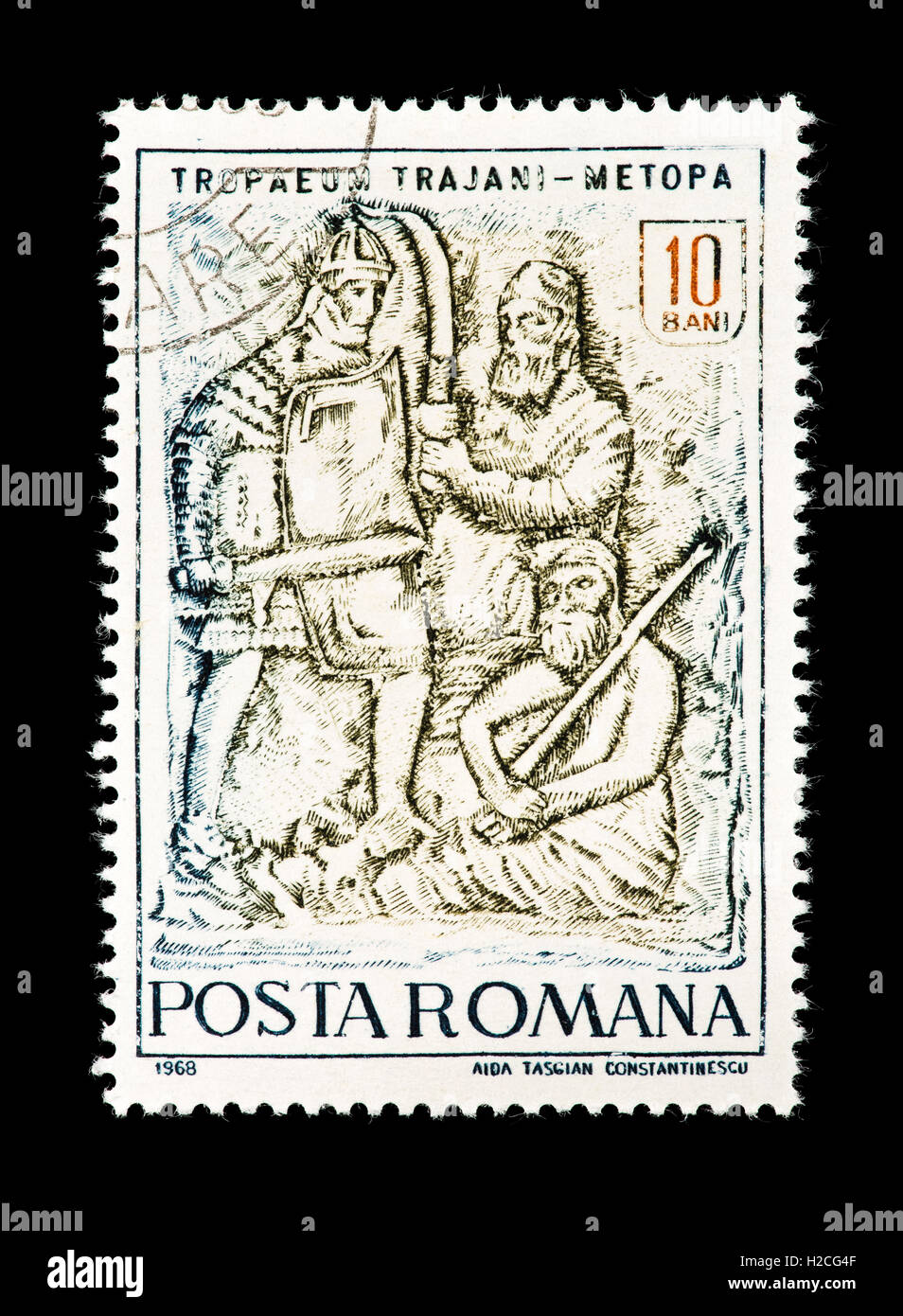 Postage stamp from Romania depicting "The Triumph of Trajan", Roman ...