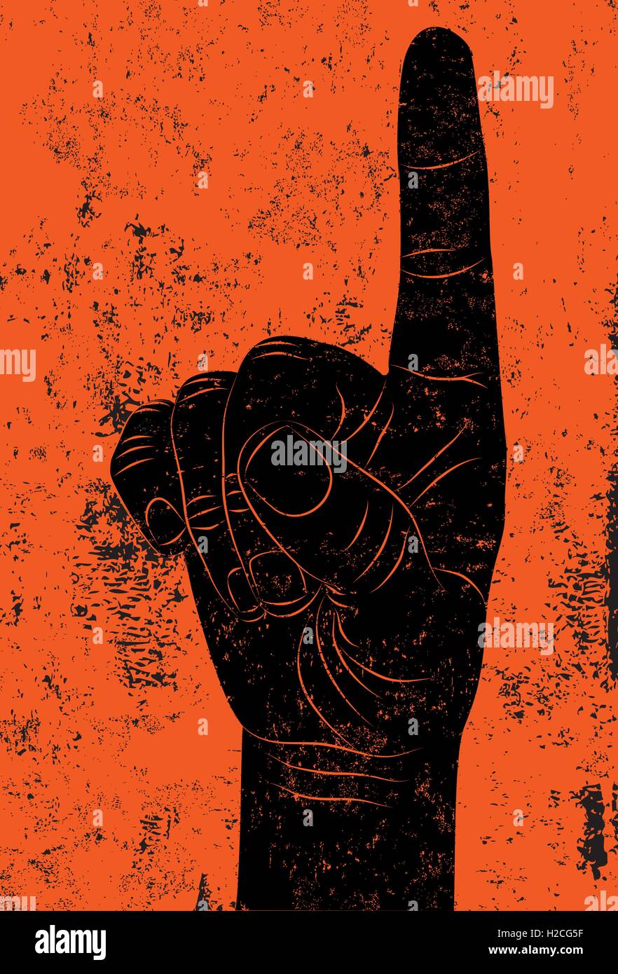 Number one hand sign A hand with the index finger raised over a ...