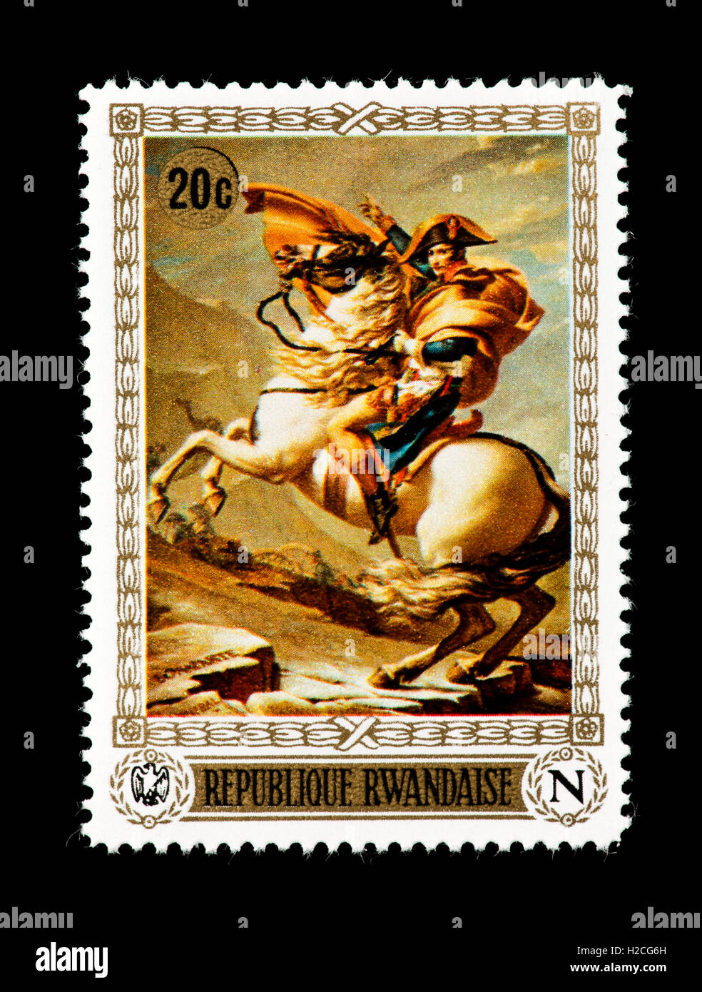 Postage stamp from Rwanda depicting the Jacques L. David painting ...