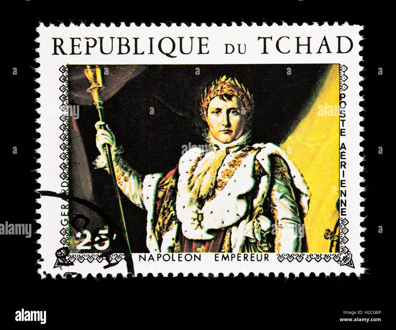 Postage stamp from Chad depicting the Gerard painting of Napoleon as ...