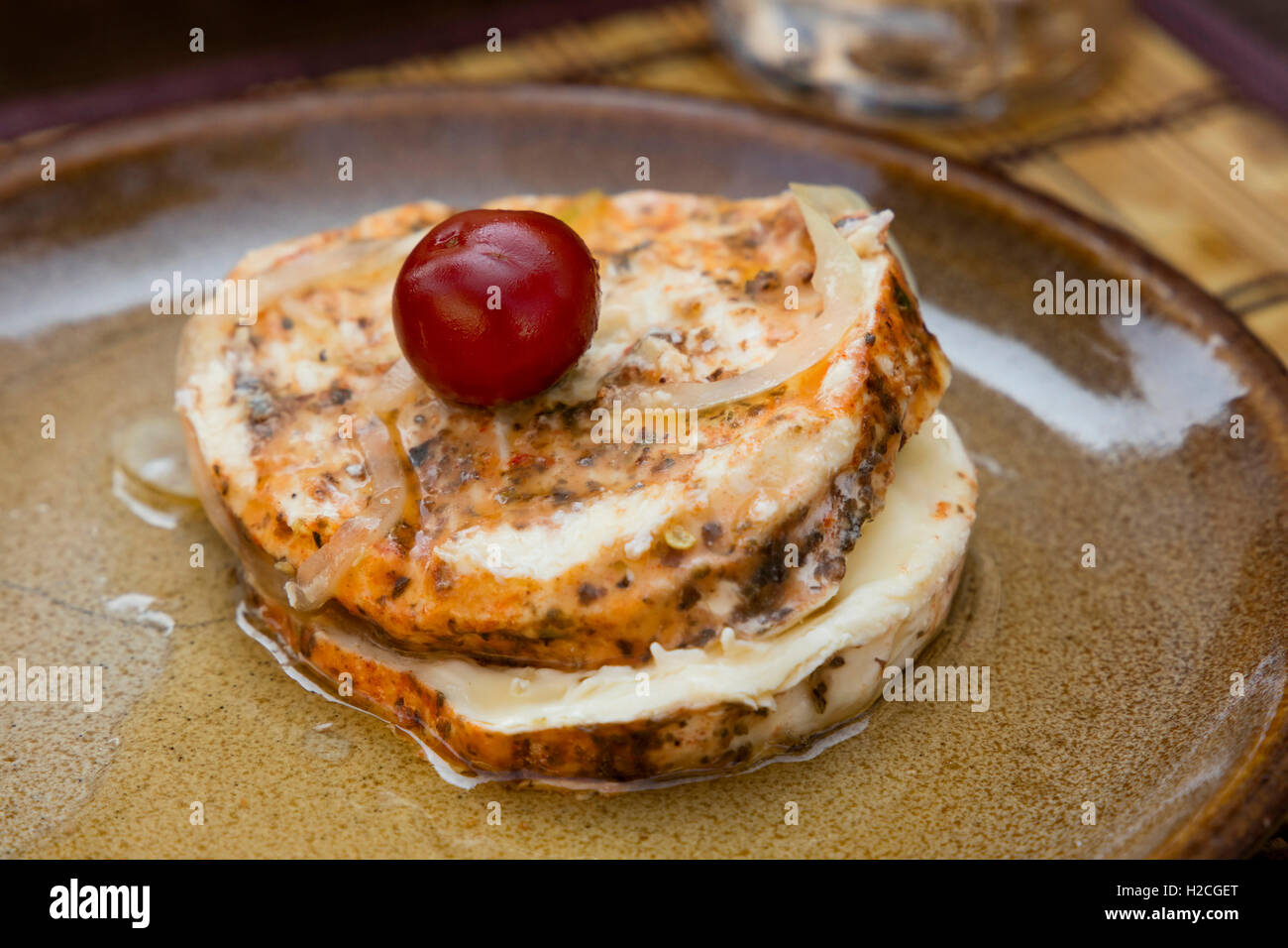 Close up traditional European Czech and Slovak snack starter meal for ...