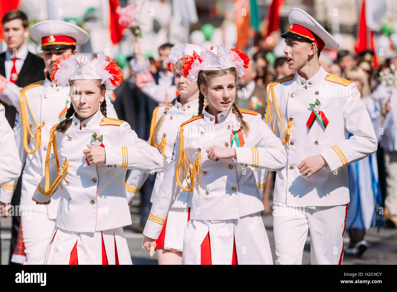 Gomel Homiel, Belarus, Victory Day 9 May Celebration.Young Girls And ...