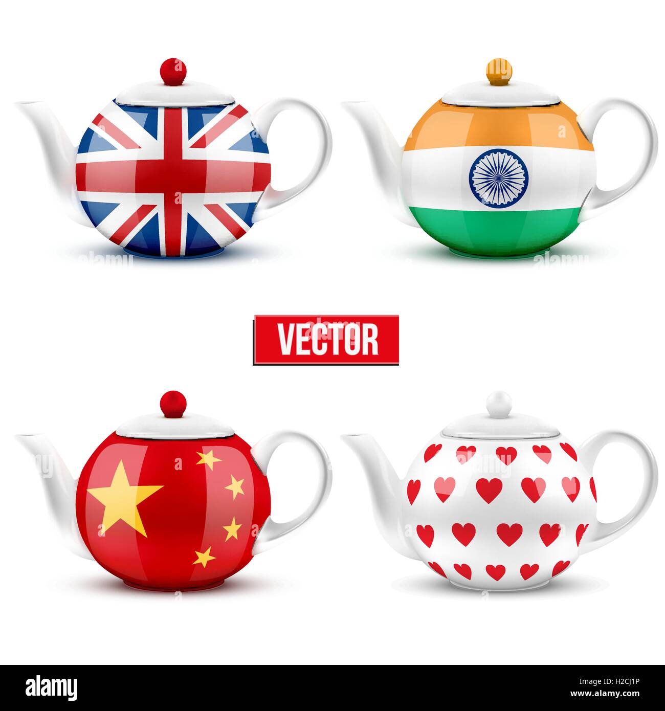 set of different ceramic teapot with flags Stock Vector Image & Art - Alamy