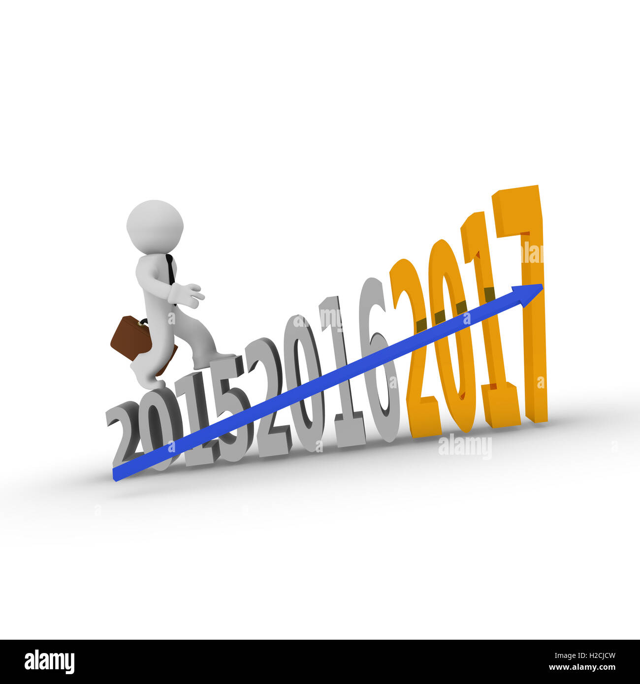 Aim high concept with a small businessman on stairs, 3d rendering Stock ...