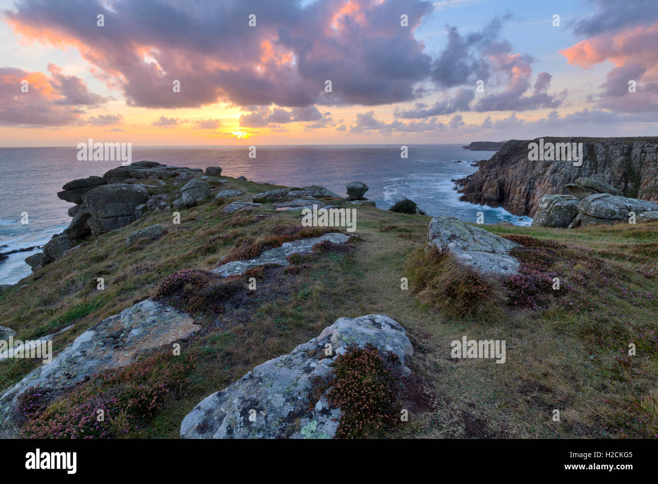 sunset at gwennap head in cornwall Stock Photo - Alamy