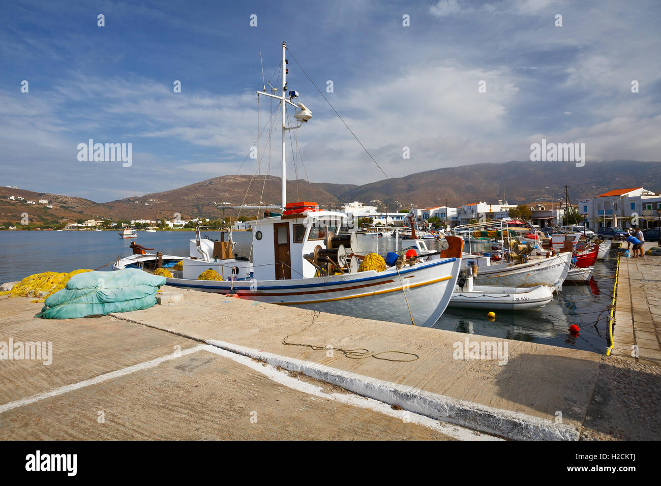 Boats in the port of Gavrio on Andros island Stock Photo - Alamy