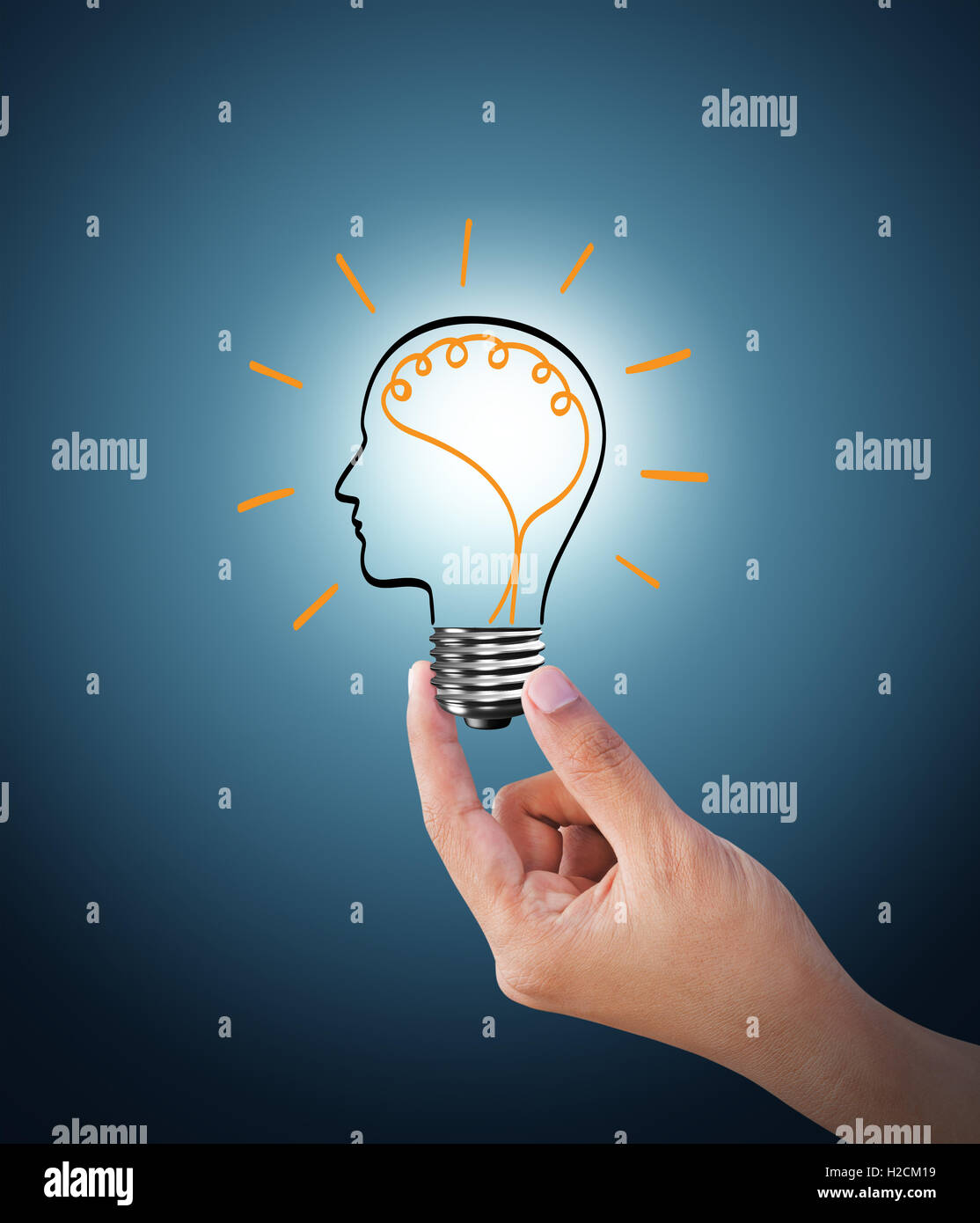 glowing light bulb, idea and creativity Stock Photo - Alamy