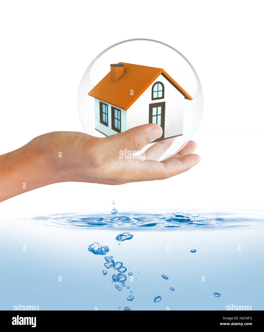 Shield protecting house from flood, Insurance concept Stock Photo - Alamy