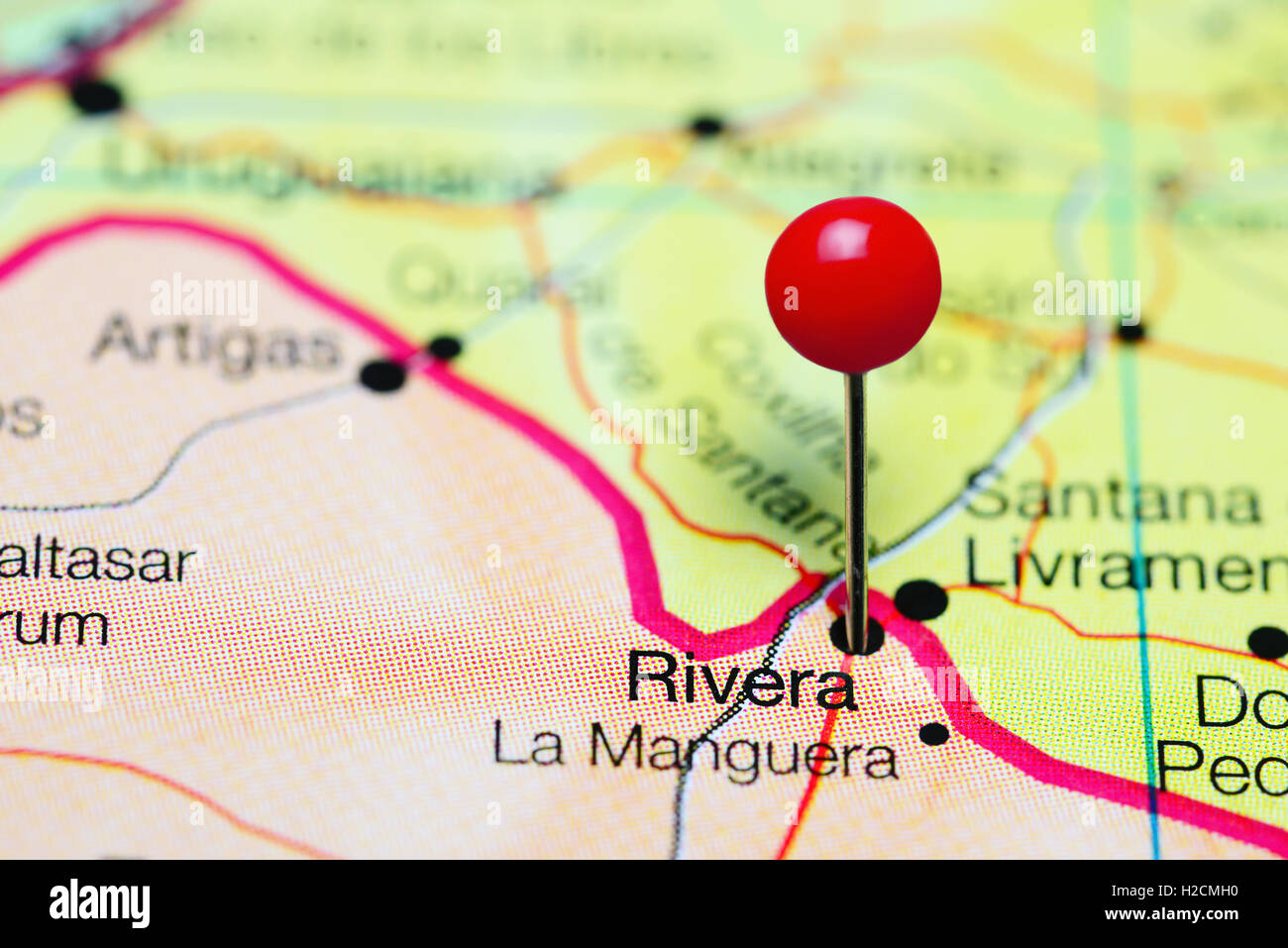 Rivera pinned on a map of Uruguay Stock Photo - Alamy