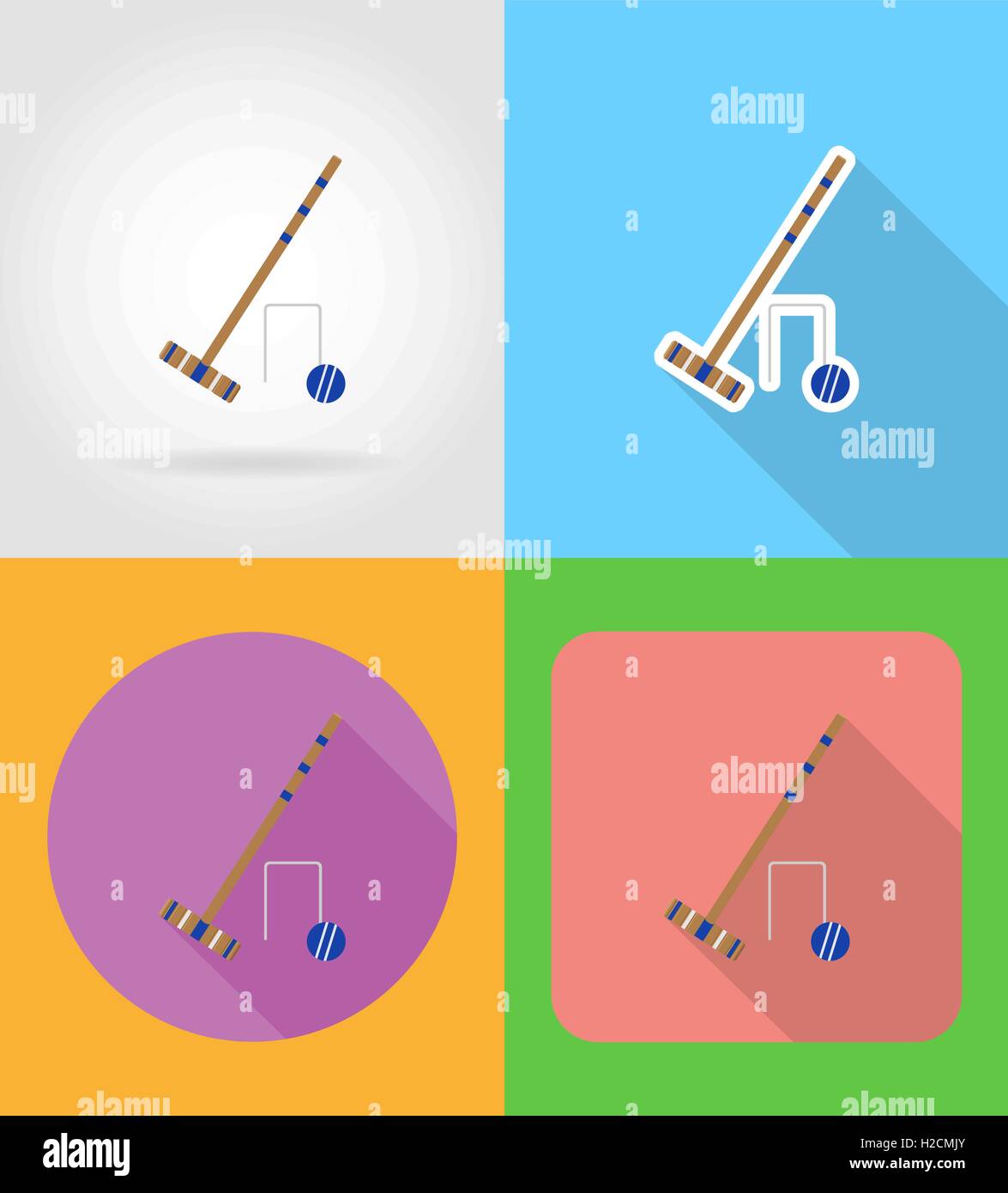 set equipment for croquet flat icons vector illustration isolated on ...
