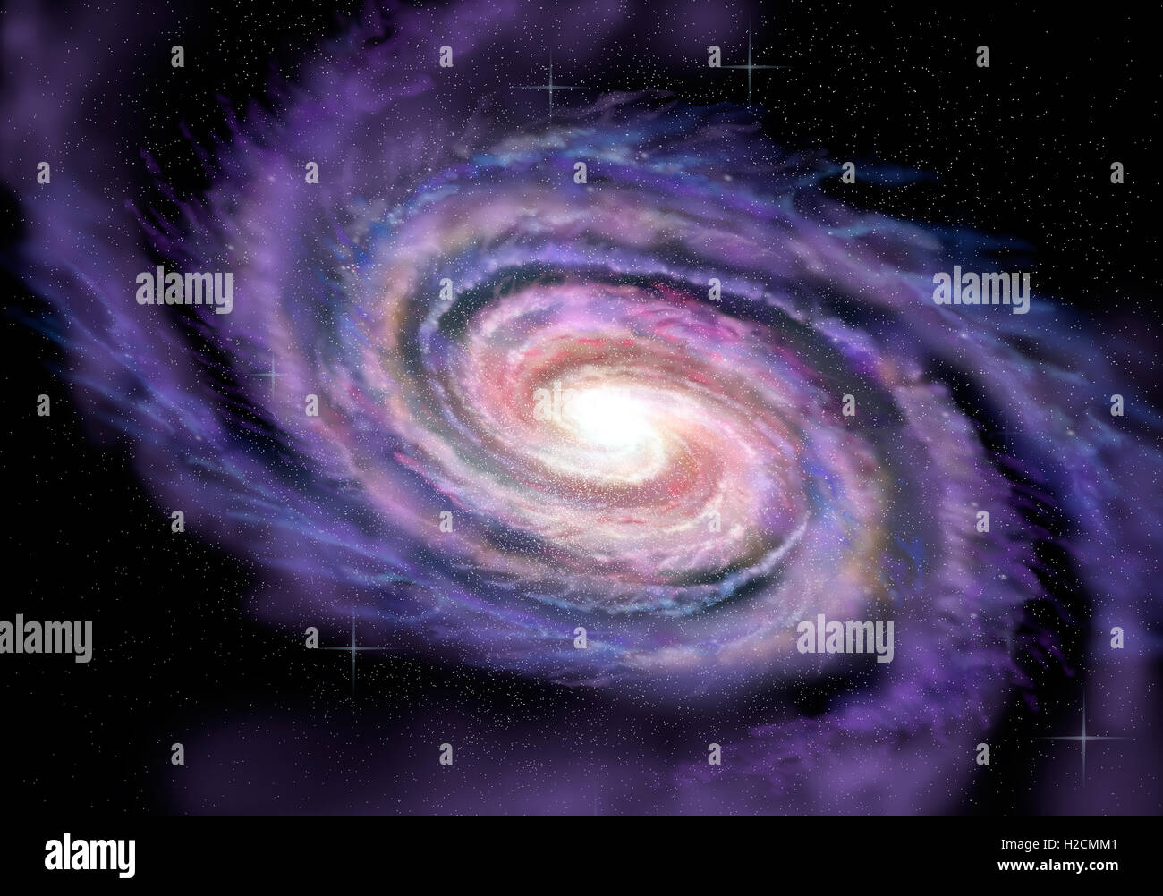 Spiral Galaxy in deep space, 3D illustration Stock Photo - Alamy