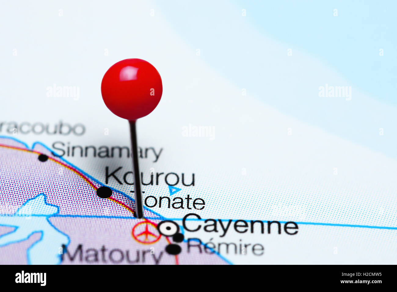 Tonate pinned on a map of French Guiana Stock Photo - Alamy