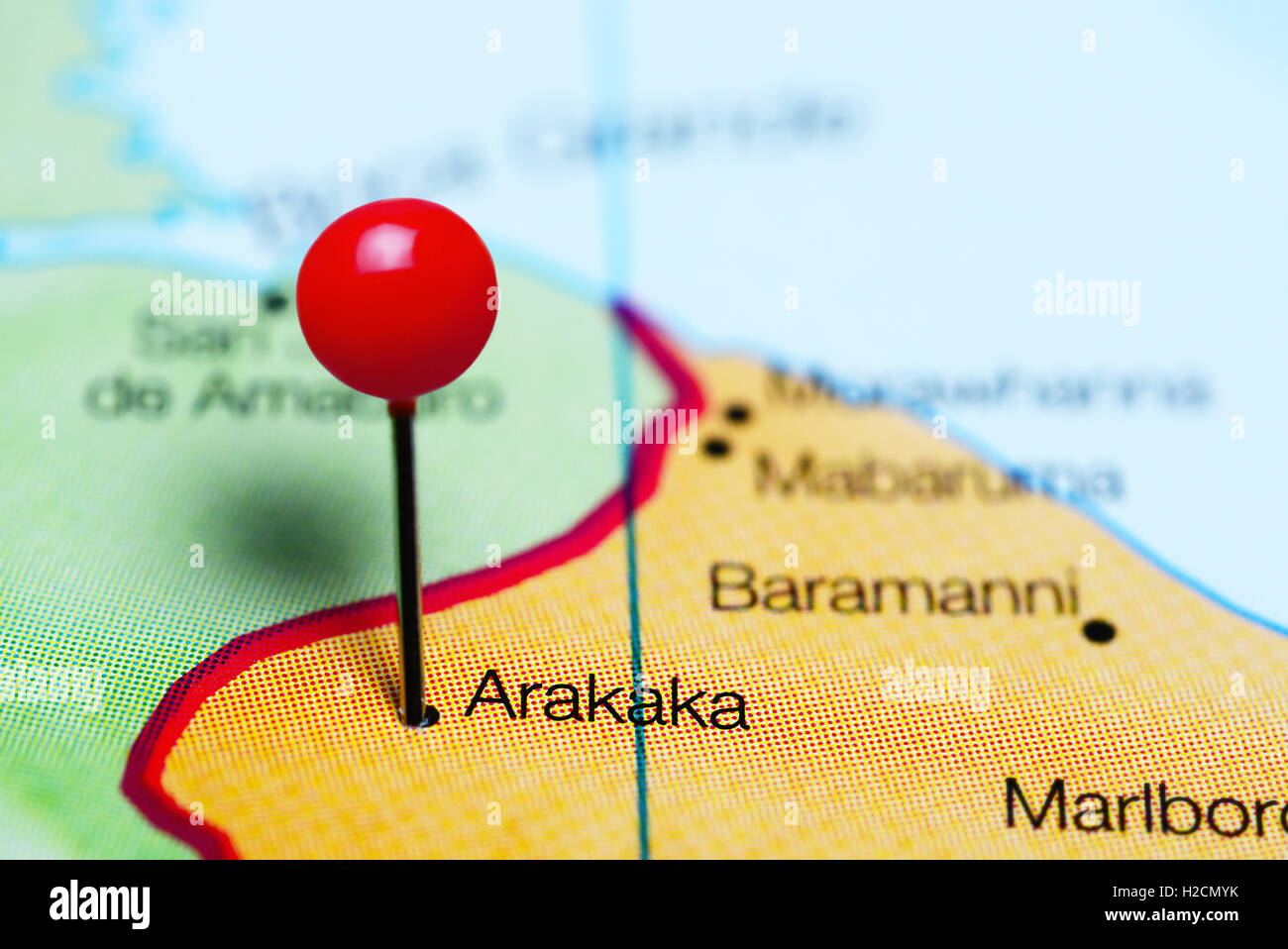 Arakaka pinned on a map of Guyana Stock Photo - Alamy