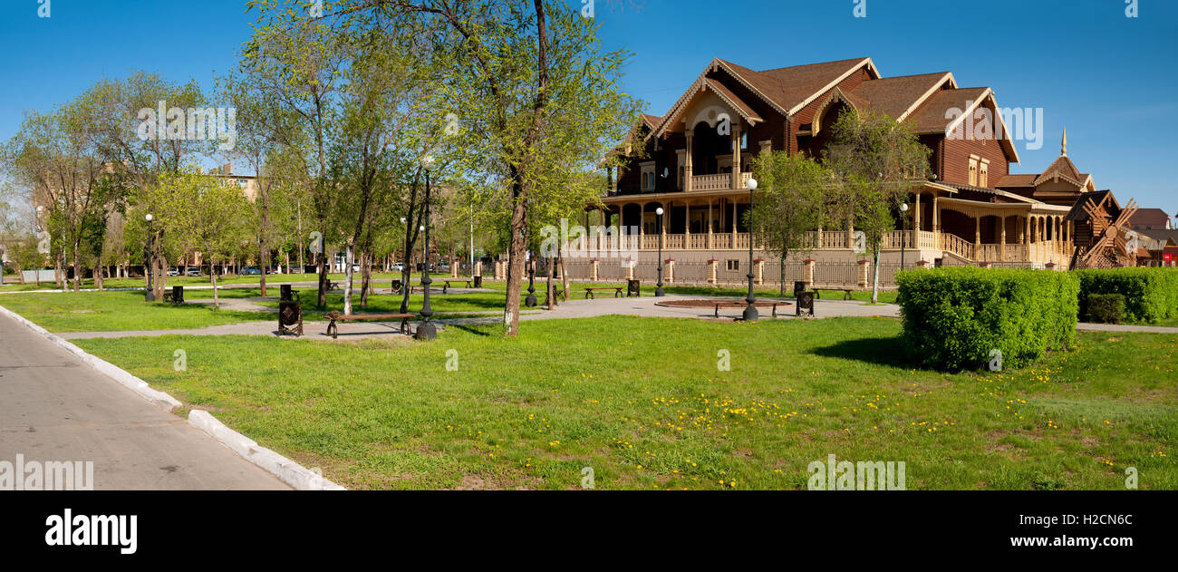 Traditional Russian house in the "National village" alley in Orenburg ...