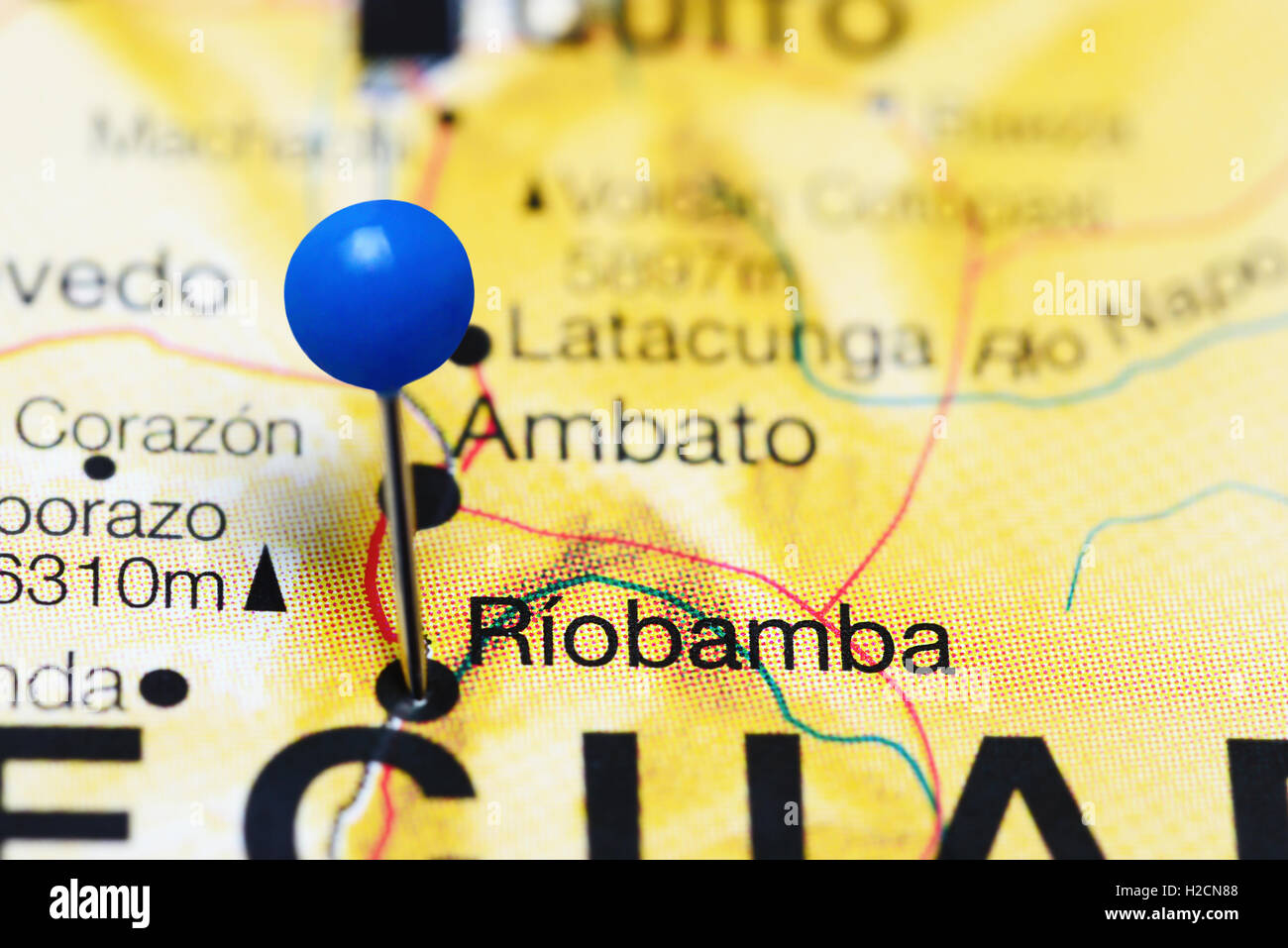 Riobamba pinned on a map of Ecuador Stock Photo - Alamy