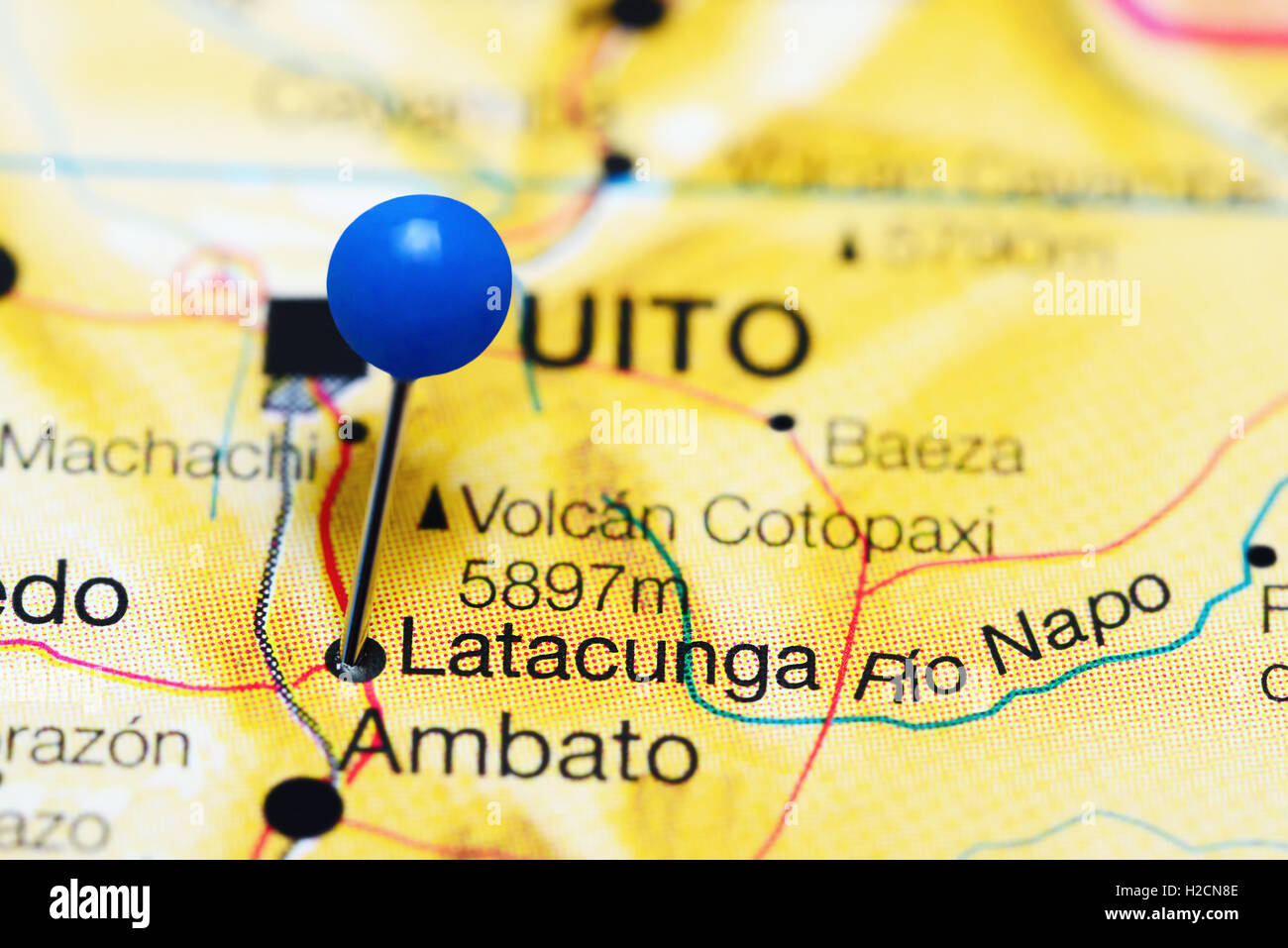 Latacunga pinned on a map of Ecuador Stock Photo - Alamy