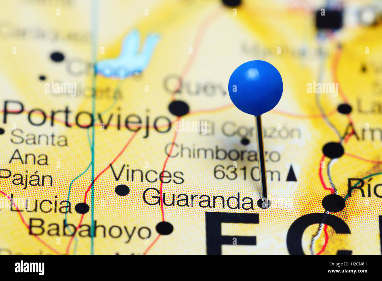 Guaranda pinned on a map of Ecuador Stock Photo - Alamy