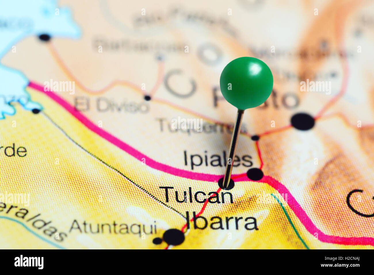 Tulcan pinned on a map of Ecuador Stock Photo - Alamy