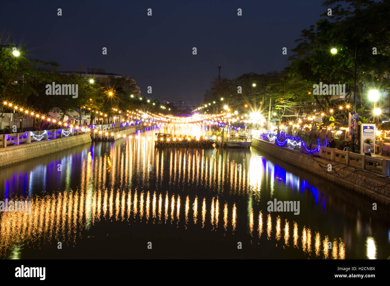 Floating market festival along the canal Stock Photo - Alamy