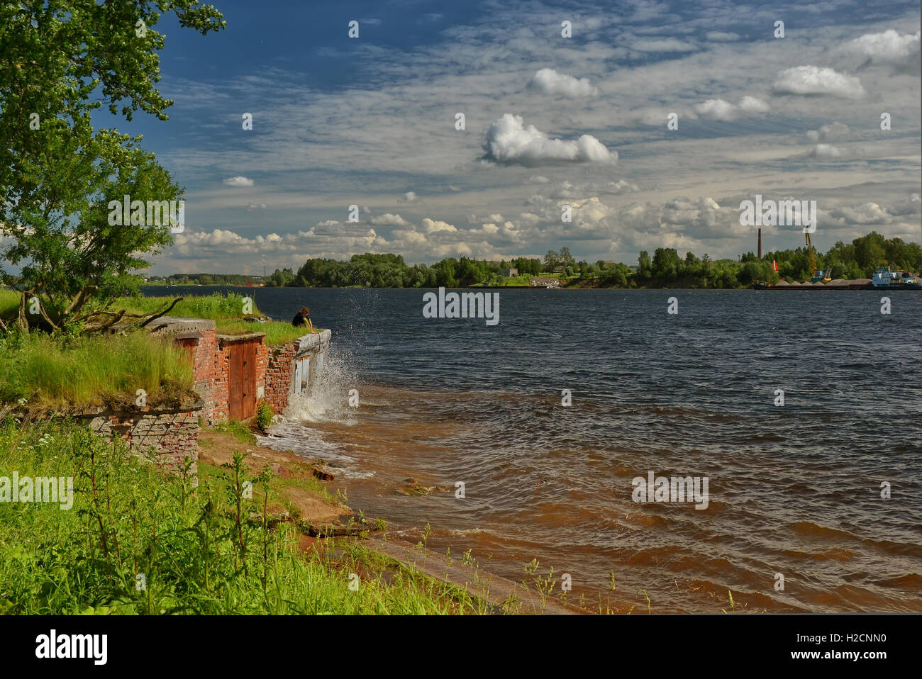 Windy summer day on the waterfront Stock Photo - Alamy