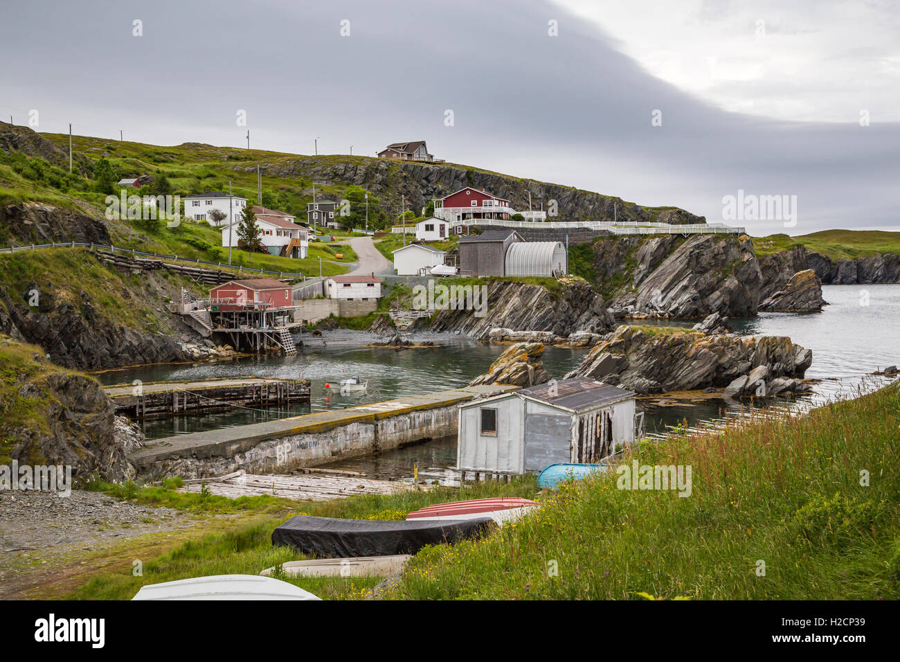 The small fishing village of Hibbs Cove, Newfoundland and Labrador ...