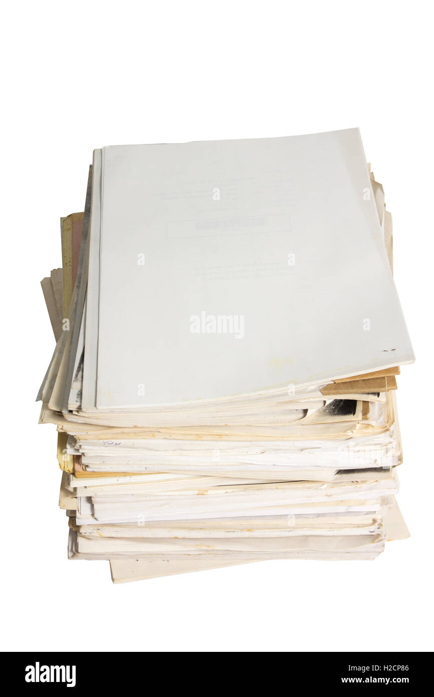 old paper document isolated on white background Stock Photo - Alamy